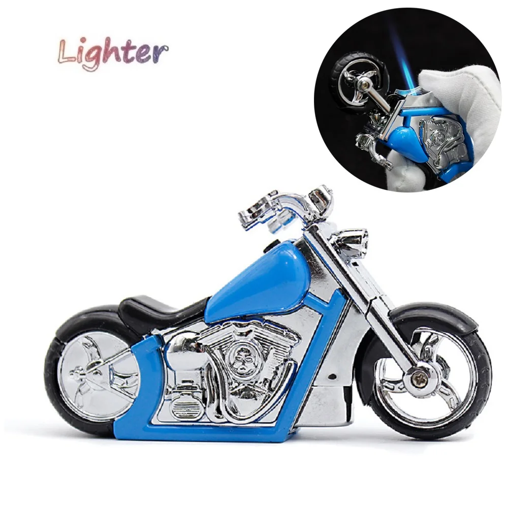 Creative Jet Torch Lighter Windproof Motorcycle Shape Adjustable Blue ...