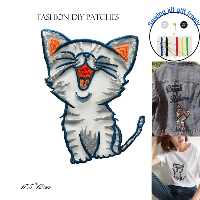 Notions Sequined Cutie Cat Patch Patches Sew on Applique Sticker for ...