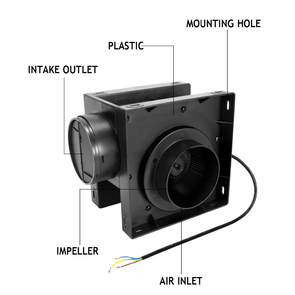 Split Inline Duct Fan 220V Exhaust Extractor HVAC Mixed Flow Ventilator ...