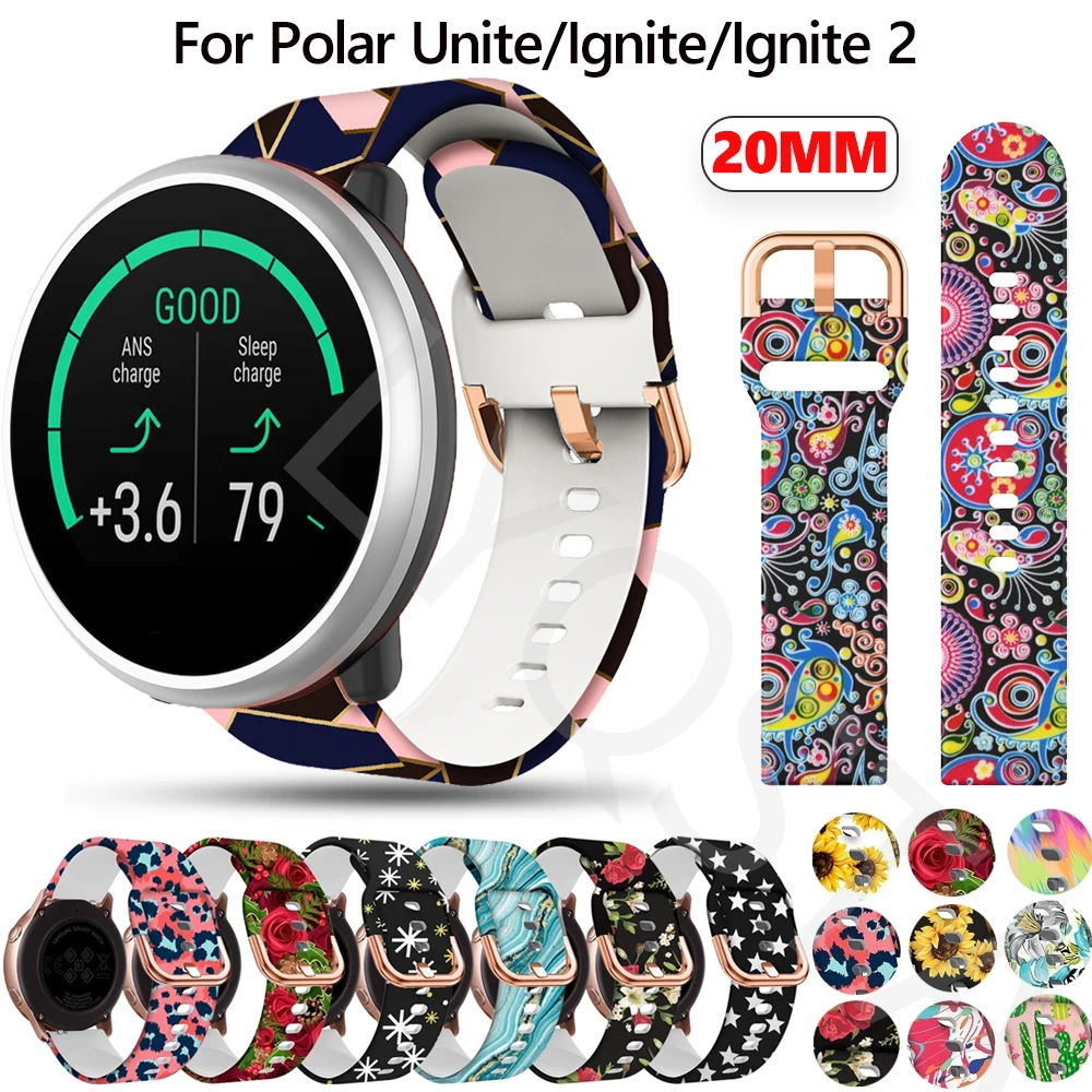 20mmreplacement Smart Watch Band For Polar Ignite/unite Flower Printing ...