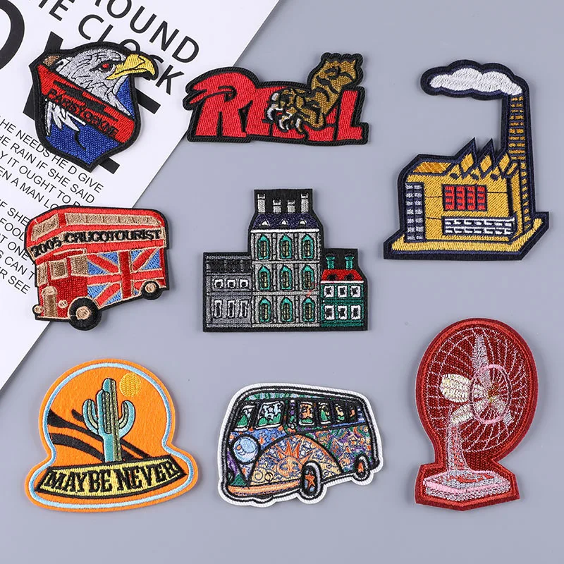 Eagle London Bus Castle Factory Clothing Sticker Embroidered Iron on Patches Badge for Garment ...