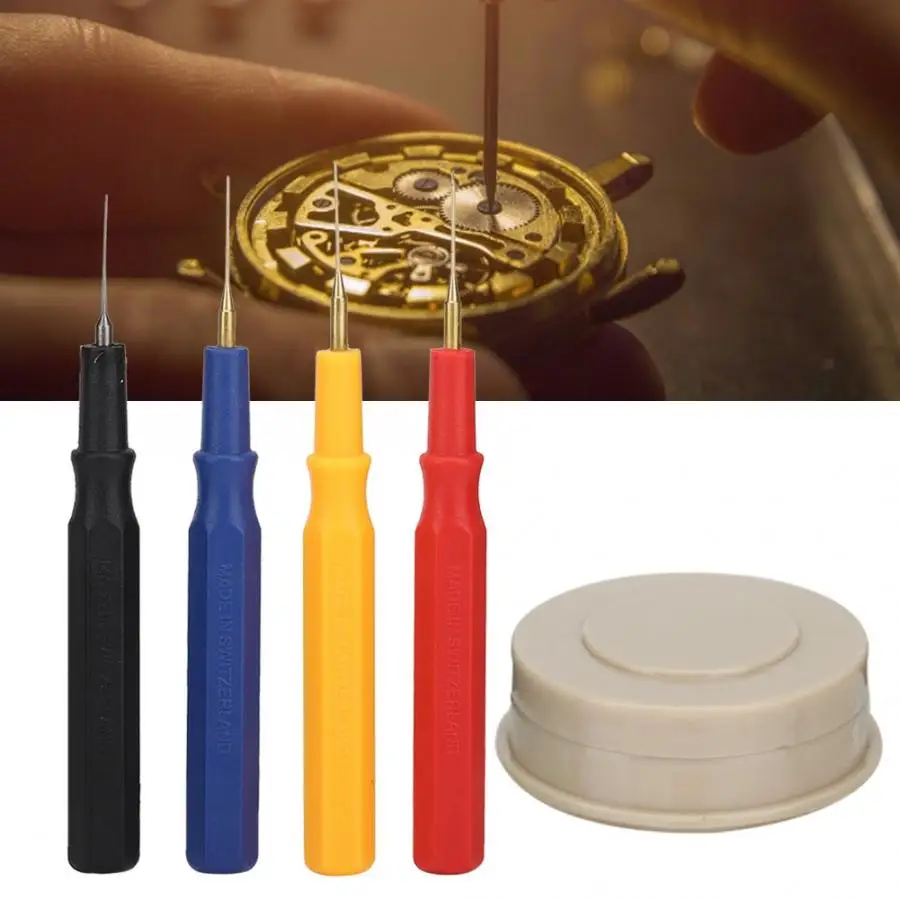 Professional 4Pcs Oil Pin Pen Dip + 1Pc Oiler Dish Tool Set Watch Oiler ...