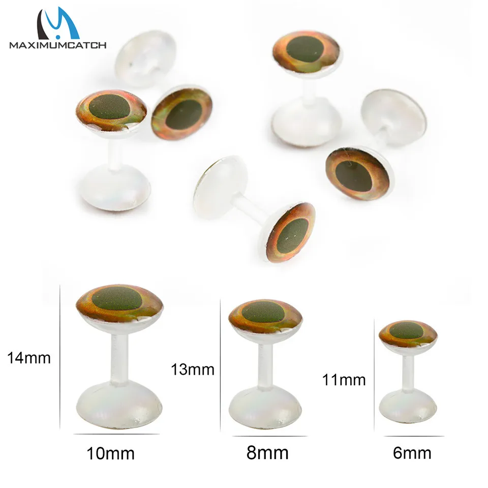 Maximumcatch 25pc Fly Tying Weightless Dumbbell Eyes 6mm/8mm/10mm 4D ...