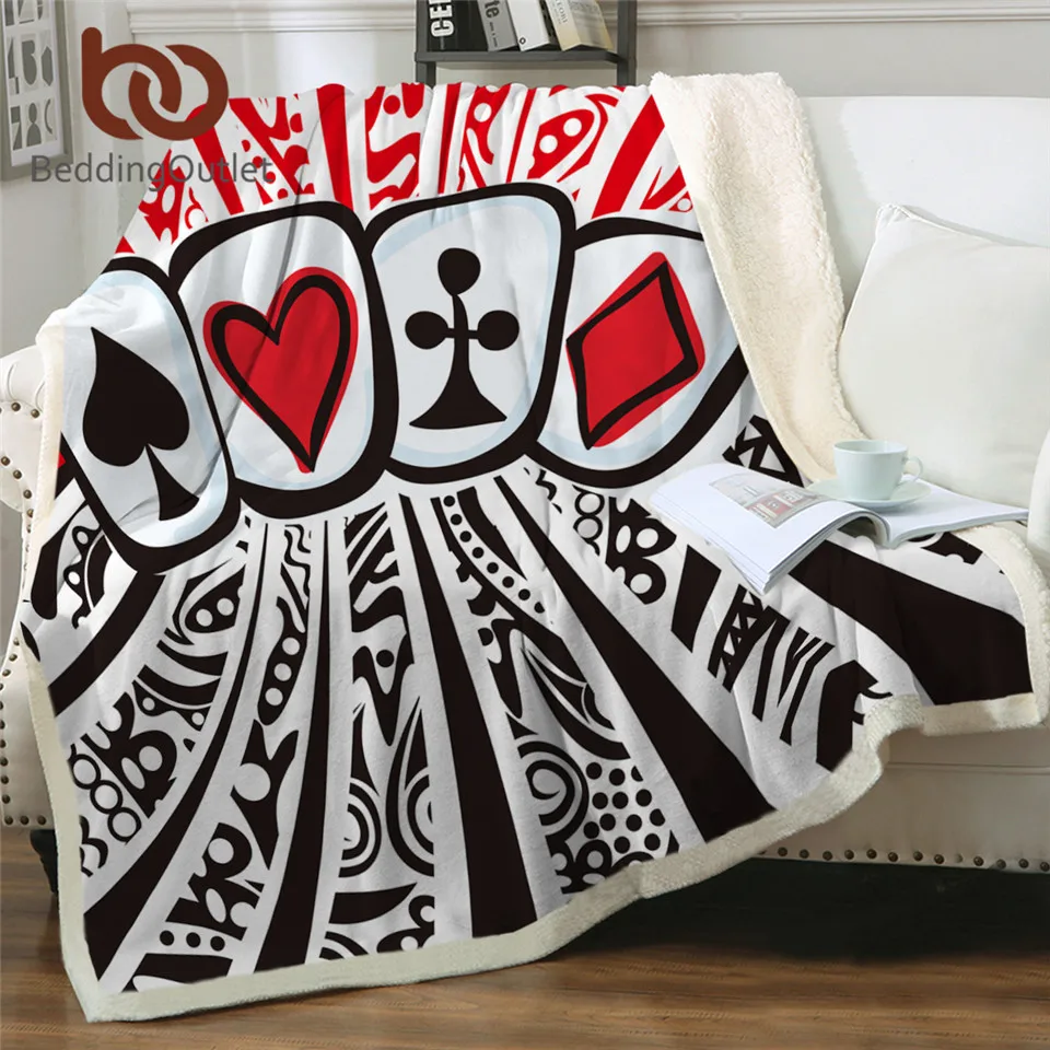 Beddingoutlet Poker Funny Bed Blanket Red Black Custom Blanket Games ...