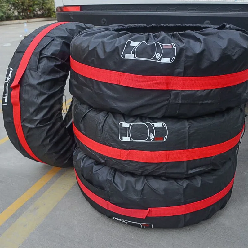 4Pcs Polyester Winter and Summer Spare Tire Cover Case Vehicle Wheel ...