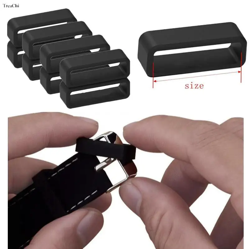 Rubber-Watchbands-Black-Strap-Loop-Ring-Silicone-Watch-Bands ...