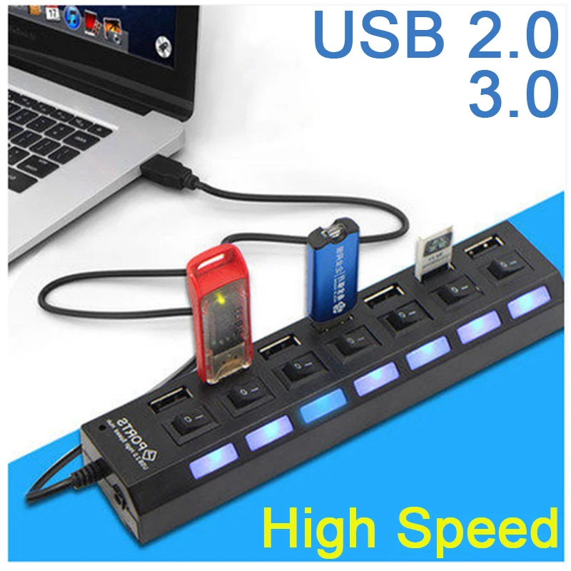 USB 3.0 HUB 2.0 HUB Multi USB Splitter 3/4/7 Port Expander Multiple USB ...