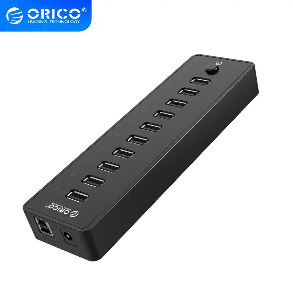 ORICO USB HUB 10 Port ABS USB2.0 HUB With 12V Power Adapter High Speed ...