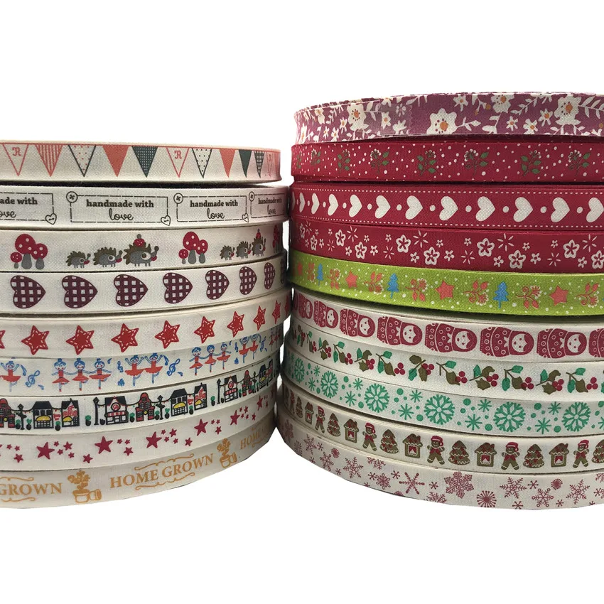 5 Yards/lot 15mm Cotton Ribbon Handmade Design Printed Cotton Ribbons ...
