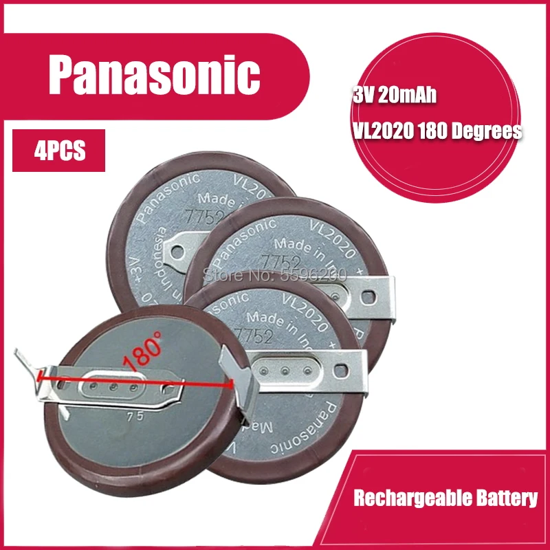 4PCS Panasonic VL2020 with 2 Pin Horizontal 180 Degrees Legs Lithium ...