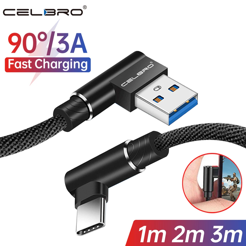 90 Degree Usb Type C Fast Charging Cable 2m 3m Right Angle Charger Tipe ...