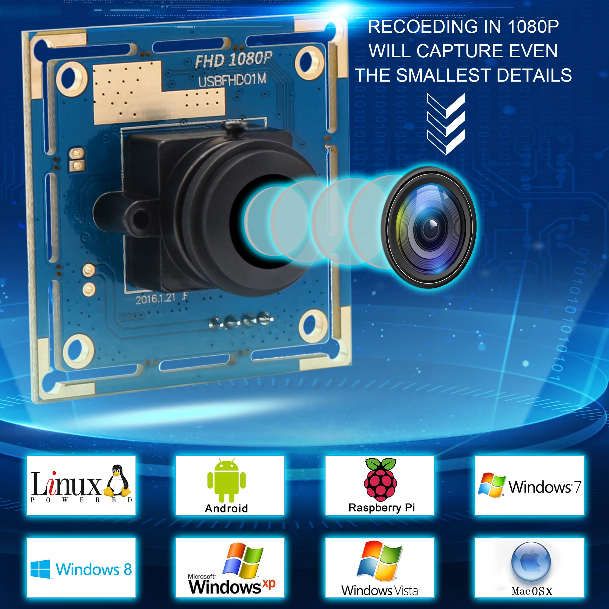 2mp 1920x1080 Ominivison Ov2710 Wide Angle Usb Webcam 180 Degree ...