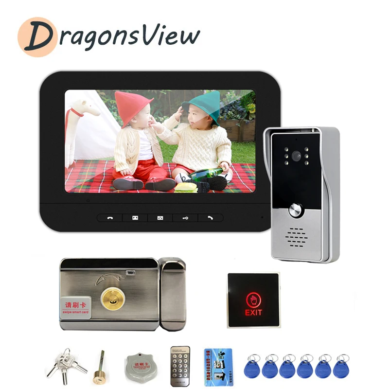 Dragonsview Video Intercom with Lock and Exit Button 7 inch Video Door ...
