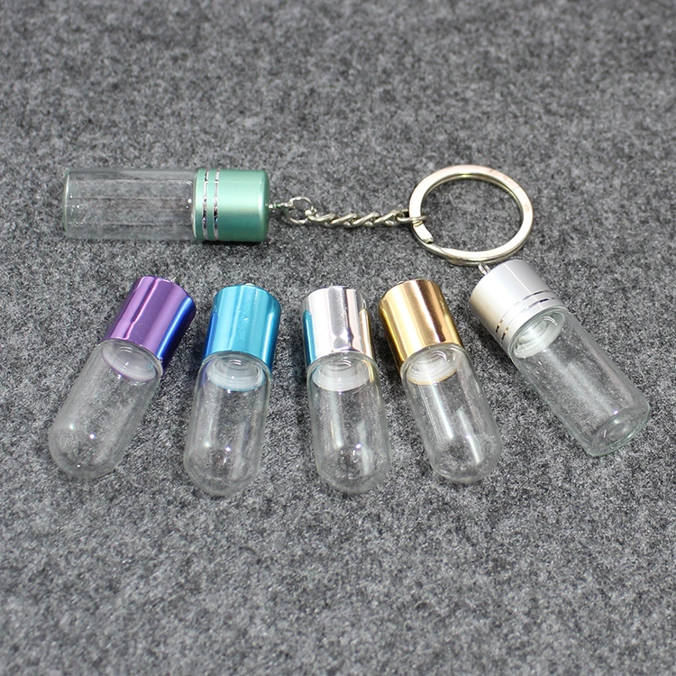 2pcs 35x15mm/45 Glass Bottle Key Ring Pendant Perfume Dispensing Small ...