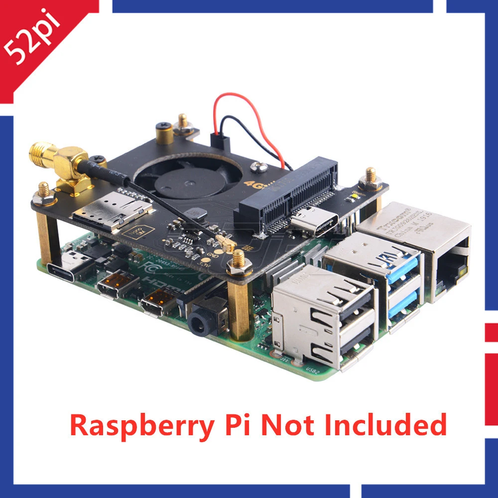 52pi Raspberry Pi 3g 4g Hat Usb Type-c Interface Sms Mms Mail Tcp Udp ...