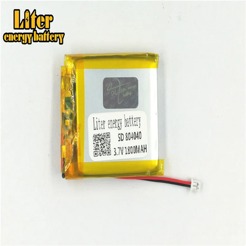 1-25MM-2pin-connector-3-7V-804040-1800mah-Rechargeable-Li-ion-Polymer ...