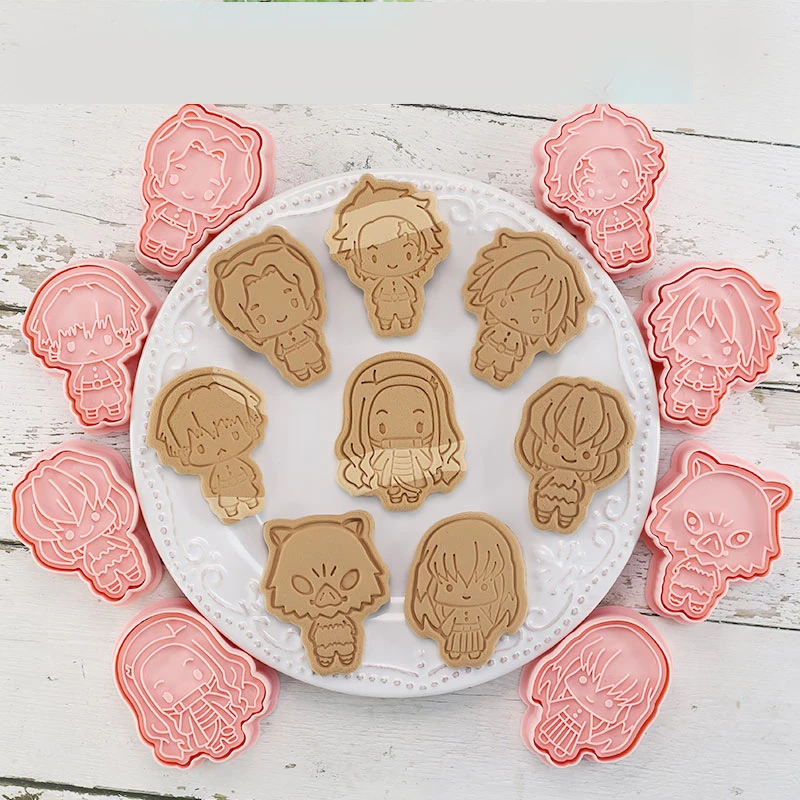 8pcs/set Anime Demon Slayer Cookie Cutters Kamado Nezuko Biscuits Molds ...