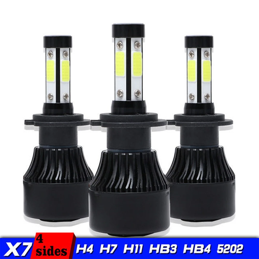 New 4sides 3000k 6000k 8000k 100w 16000lm 9005 9006 H11 H4 H7 Car Led Headlight Bulbs Auto Hb3 ...