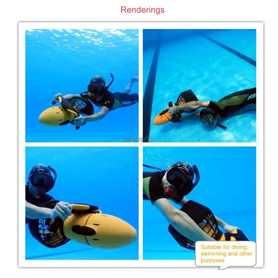 Electric Underwater Scooter Water Sea Dual Speed Propeller Diving Pool ...