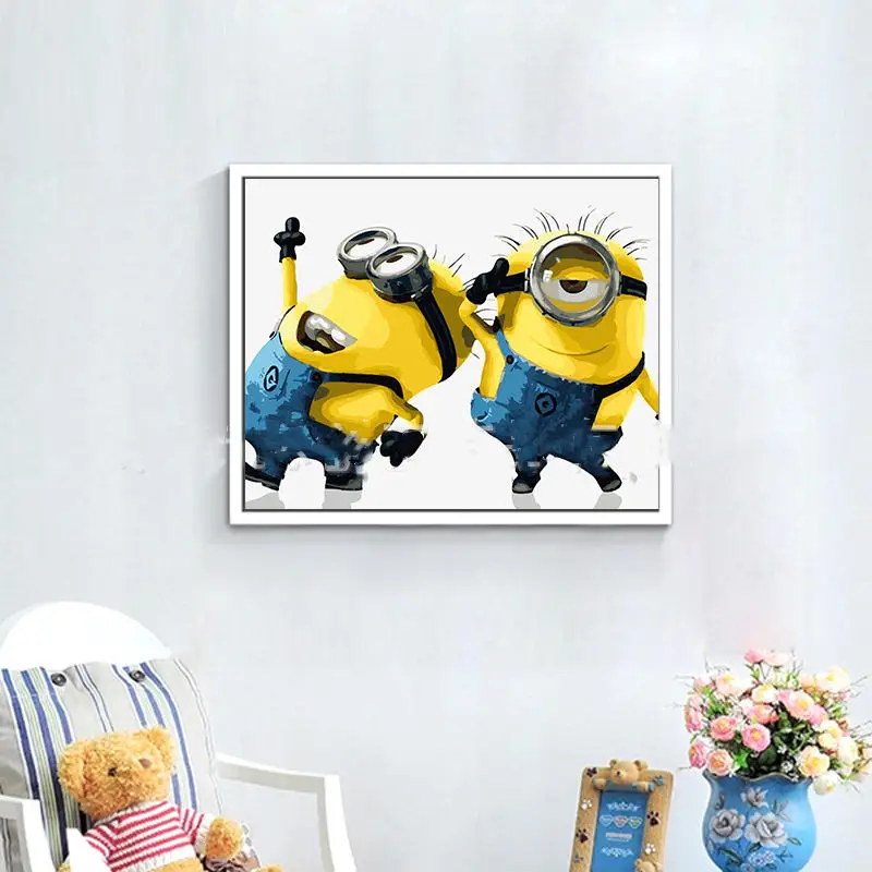Meivn Oil Painting By Number Minion Cartoon Paint Calligraphy Movie ...