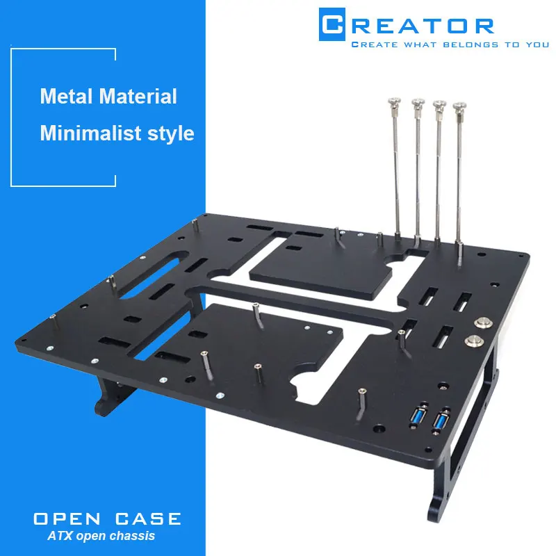 DIY-Open-Computer-Chassis-All-aluminum-ATX-Creative-Simple-Assembly-PC ...