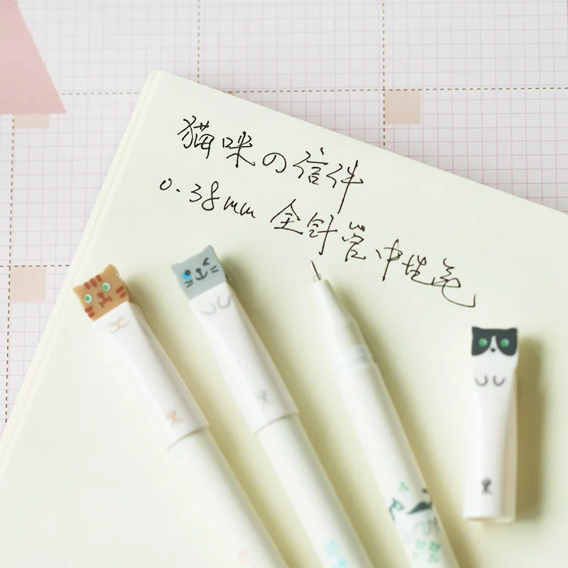 36pcs Kawaii Cat Pen Ballpoint 0.38mm The Cat's Letter Black Color Ink ...