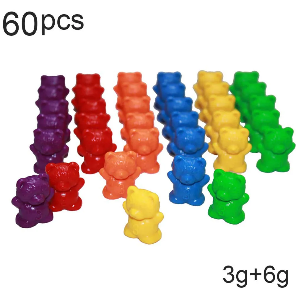 60pcs Six Color Mix Counting Bears Educational Toys Color Sorting Bears ...