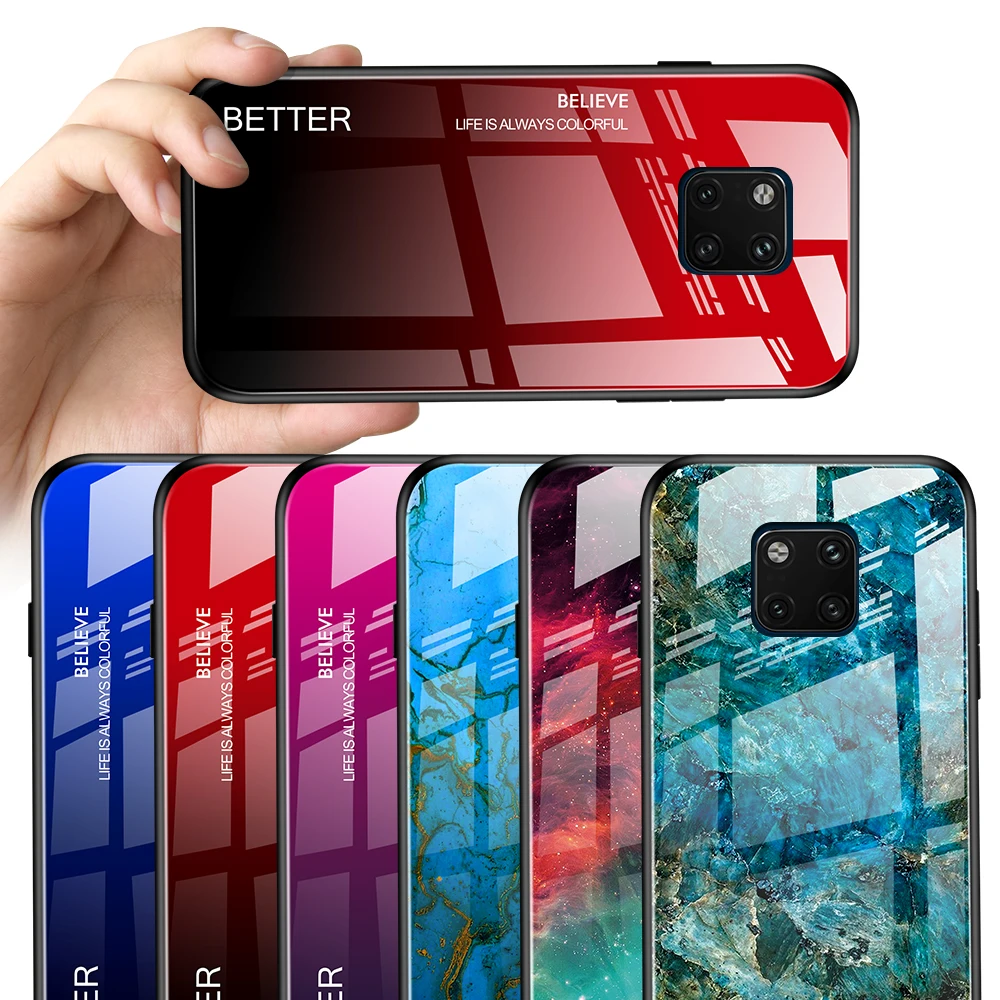 For HuaWei Mate 20 X EVR L29 Case Mate20X Marble Gradient Tempered ...