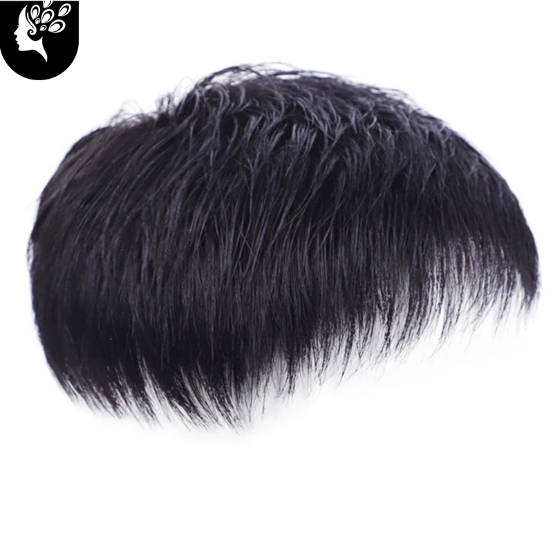 Accessoires coiffure,Perruque synthétique noire naturelle pour homme ...