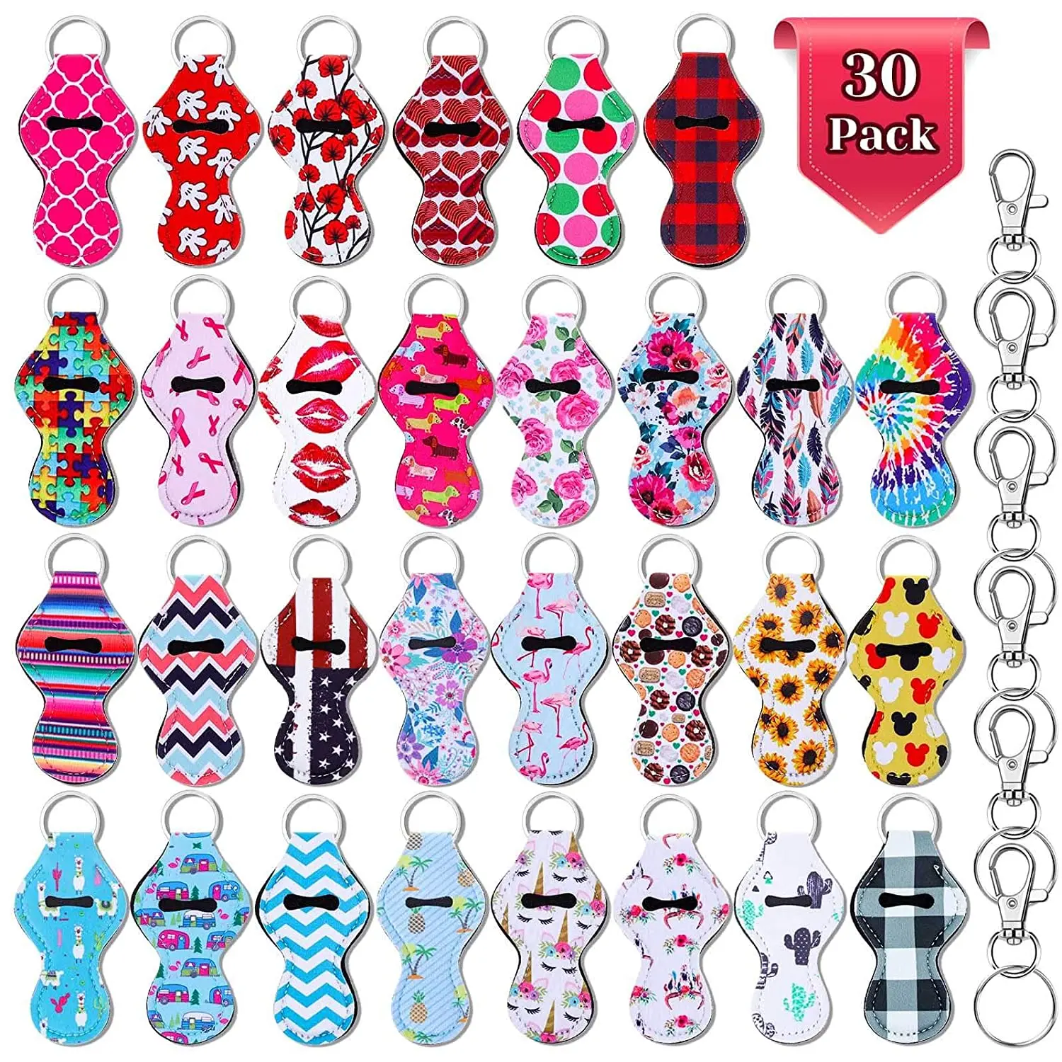 Chapstick Holder Keychain Bulk 30Pcs Lip Balm Holder with 30 Sets ...