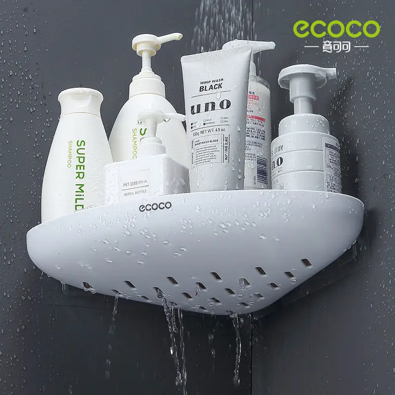 Ecoco Bathroom Storage Shelf Shower Snap Up Corner Shelf Shampoo Holder ...