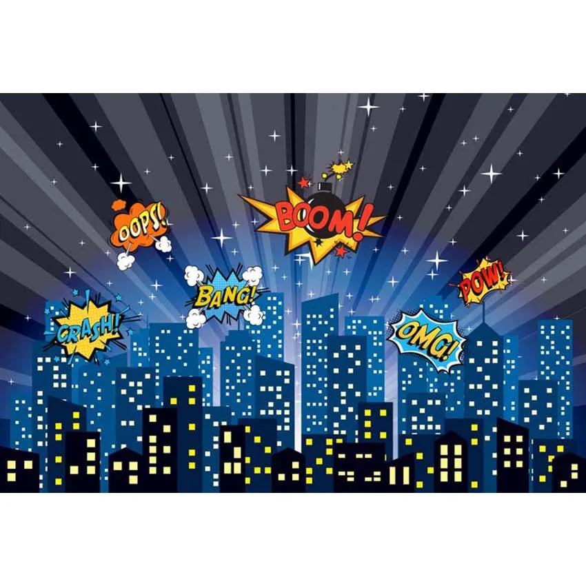 7x5FT Superhero Headquarters Buildings City Rainbow Stars Starry Custom ...
