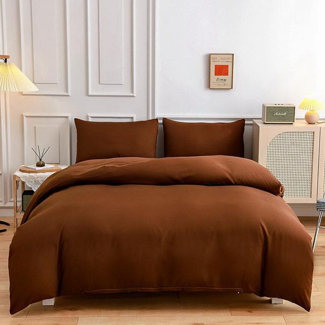 Solid Color Soft Cotton Reversible Duvet Cover Bed Set - Bedding Sets ...