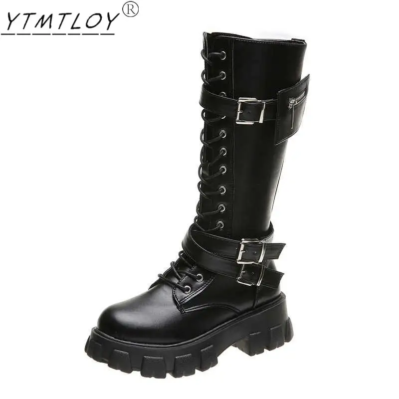 Botas de plataforma gótica Punk para mujer, botas de combate militares ...