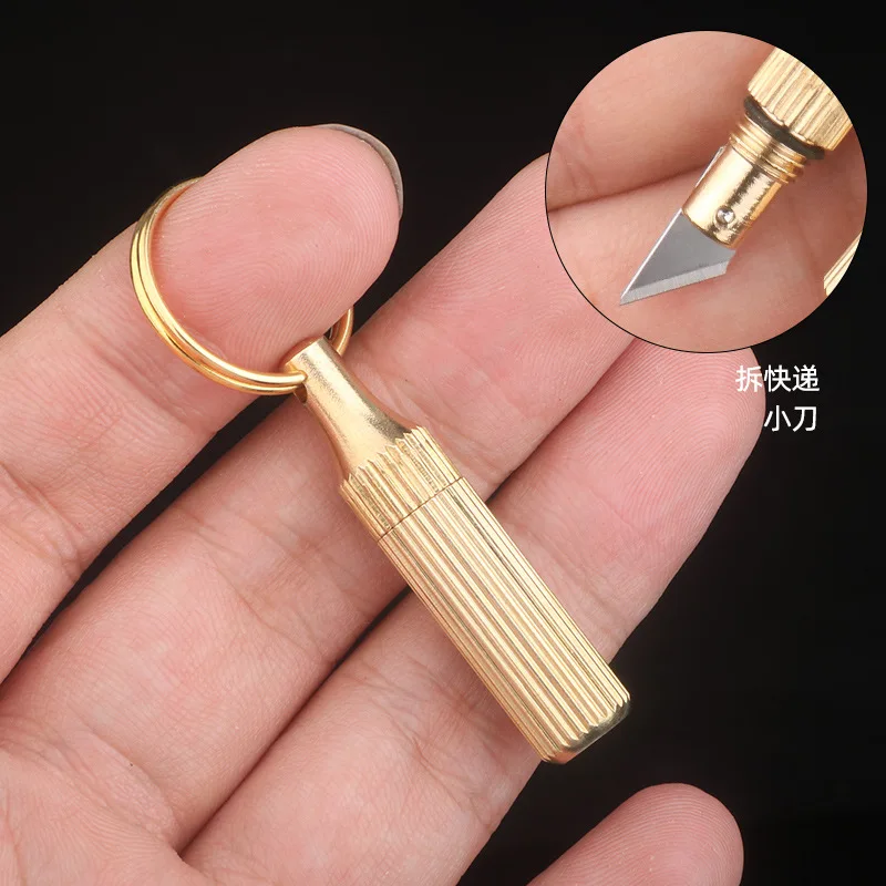 1pc Brass Capsule Mini Knife Multifunctional Edc Tool Portable Key ...