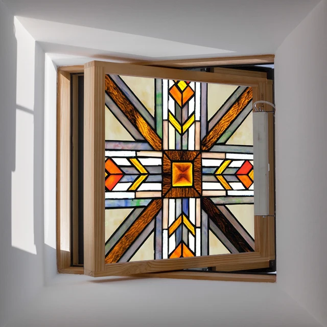 Craftsman Style Stained Glass Window Film Custom Size Stained Glass