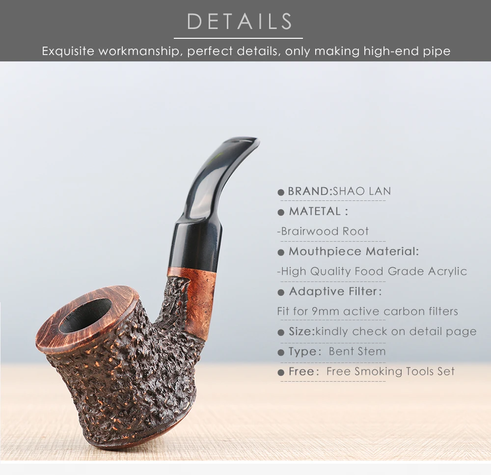 Pipe,Tuyau de fumée en bois de bruyère,conception à tige coudée pour ...