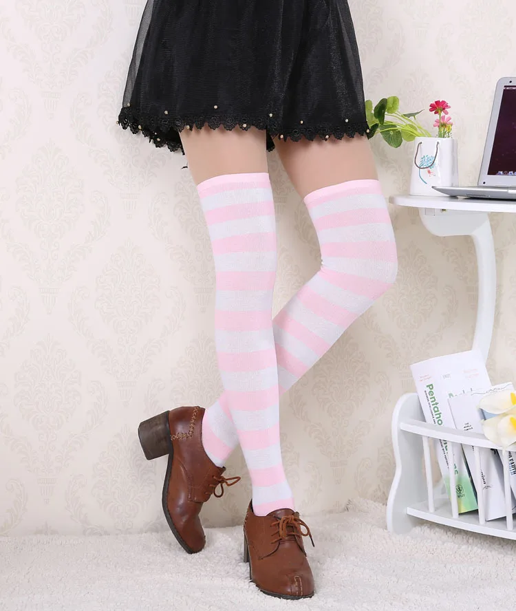 Bas,chaussettes longues roses Lolita, Sexy, chaussettes hautes pour ...
