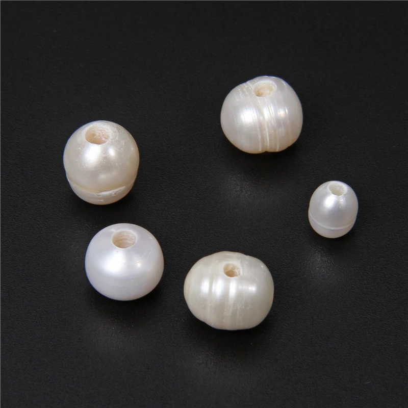 Big Hole Natural AA Freshwater Pearls White Near Round Loose Pearl ...