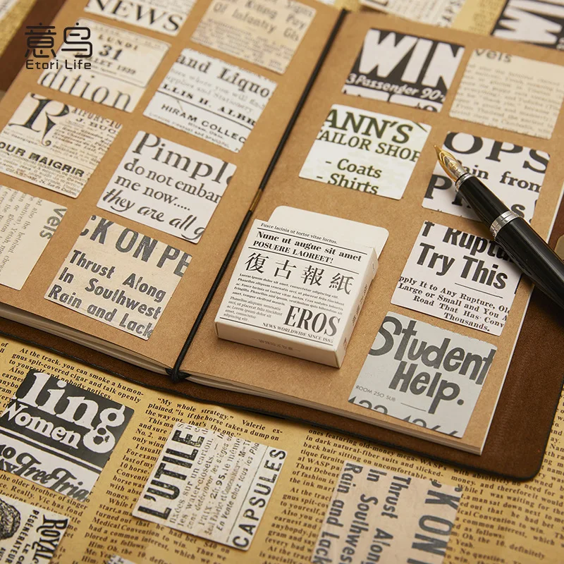 46pcs/lot Vintage Newspaper Stickers Junk Journal Decorative Small ...