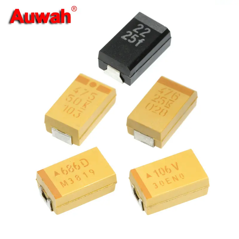 Capacitor do tântalo do tipo D SMD, 2,2 uF, 3,3 uF, 4,7 uF, 10uF, 22uF ...