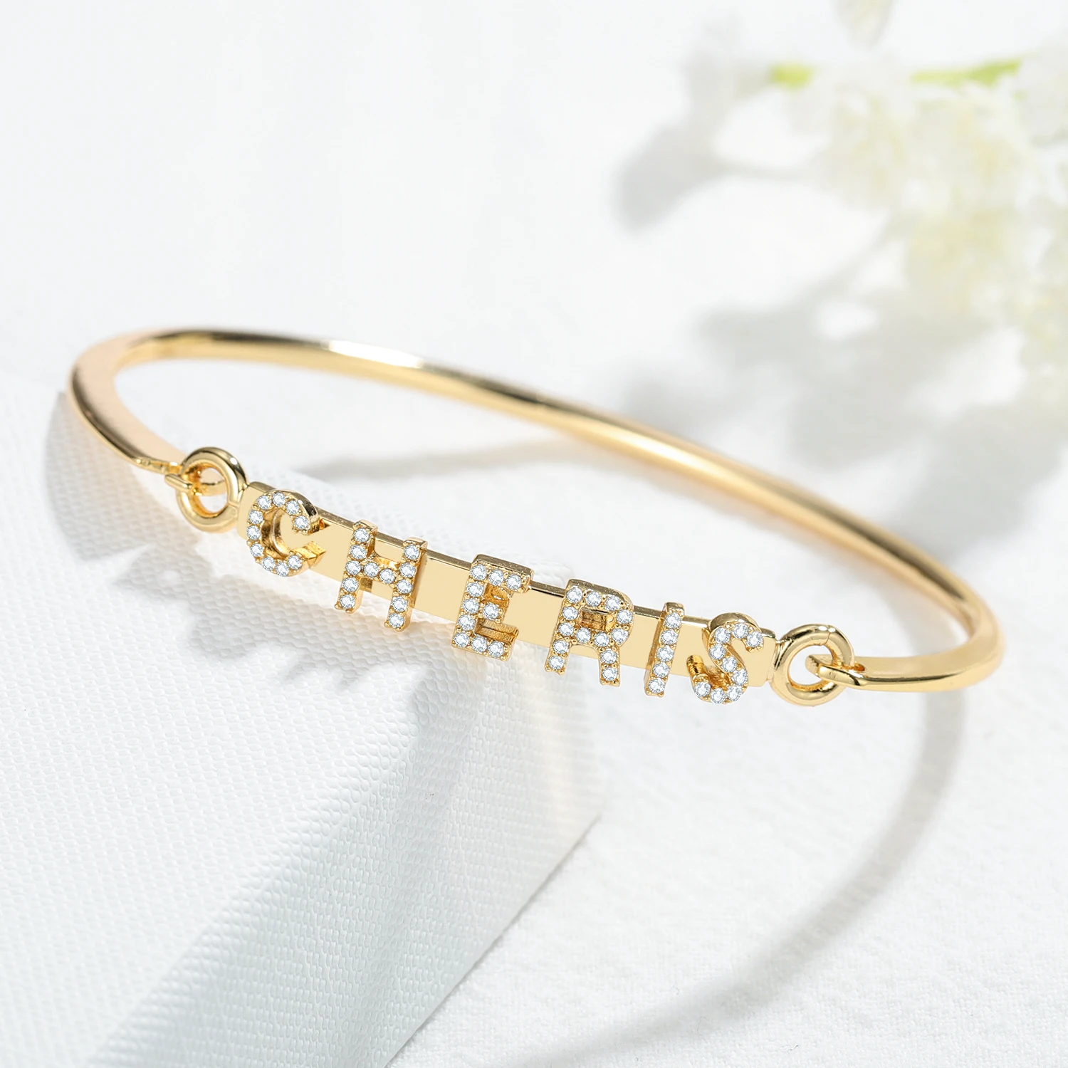 Custom Name Bangle For Women Personalized Zircon Name Bangles Crystal ...