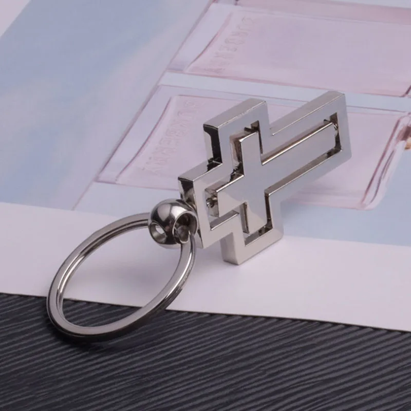 2021 Metal Cross Keychain Hollow 360 Degree Rotating Keychain Christian ...