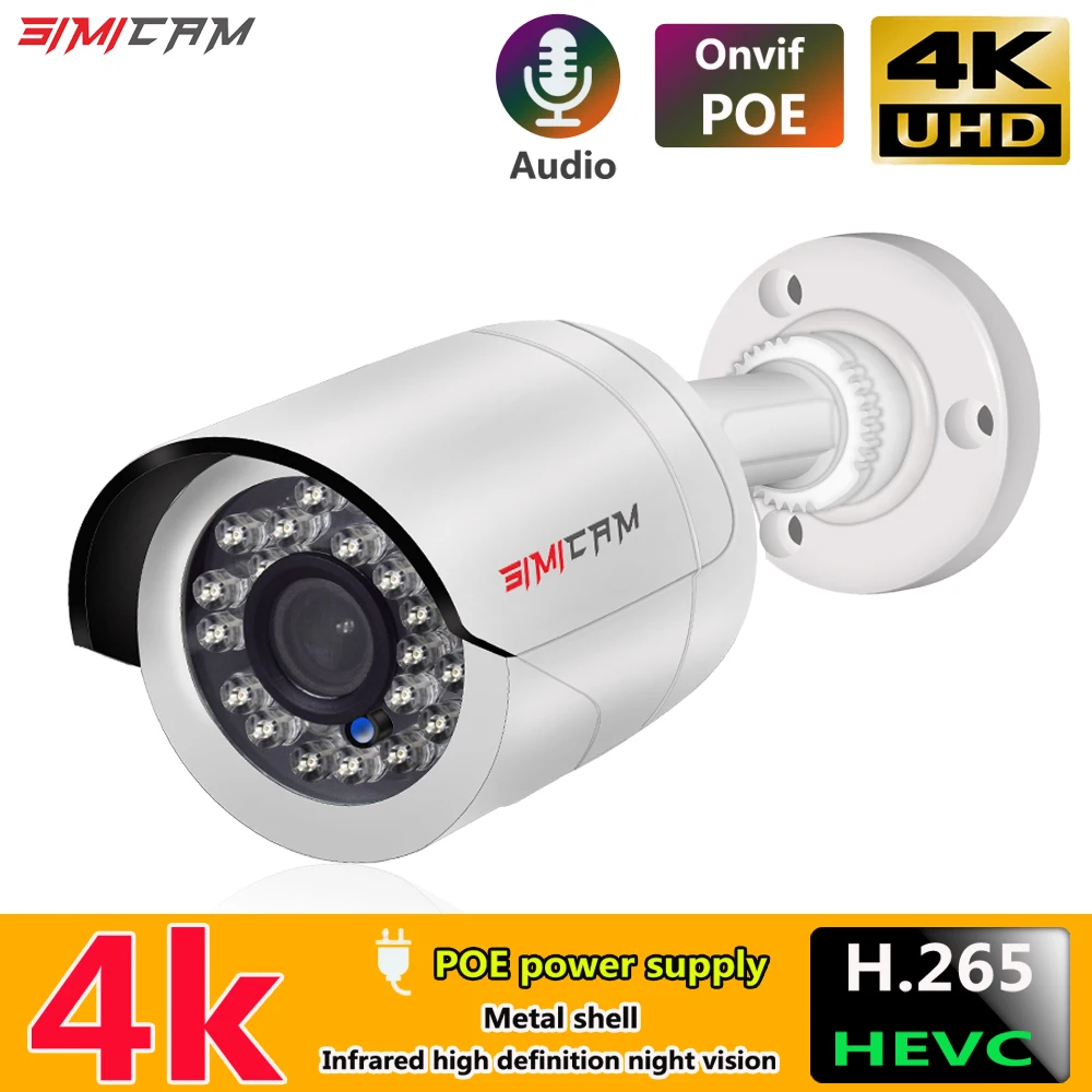 4K-8MP-Video-Surveillance-Camera-IP-POE-Onvif-H265-Audio-Outdoor-Metal ...
