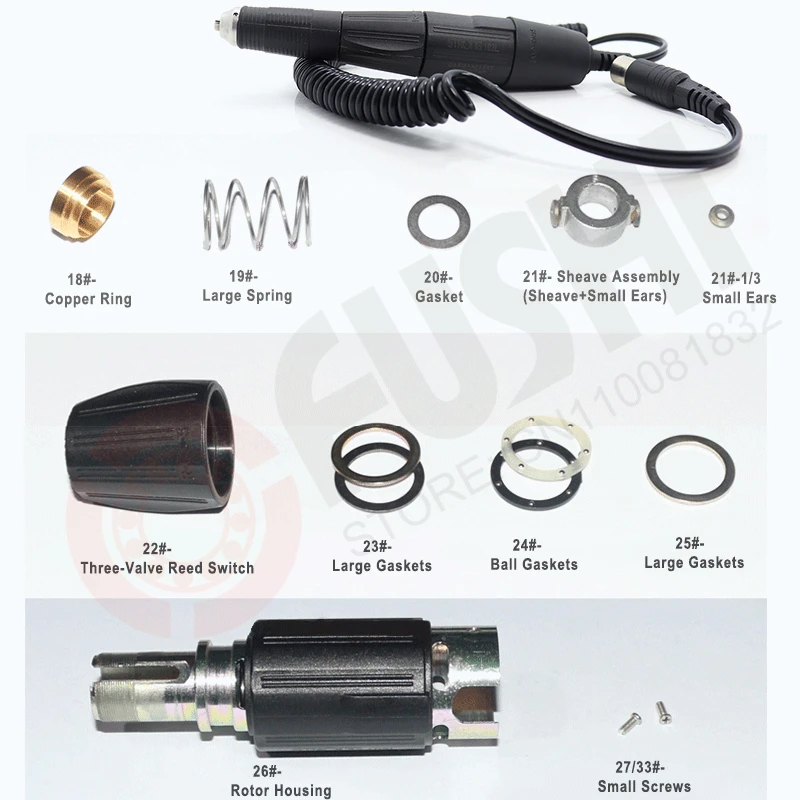오리지널 핸드피스 부품, 치과 그라인더 브러시 네일 모터 액세서리, Saeshin Strong 102 102L list 2 용 ...