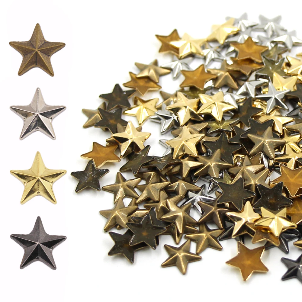 100Pcs-8-10-15mm-Star-Copper-Studs-Metal-Leather-Rivets-Hotfix ...