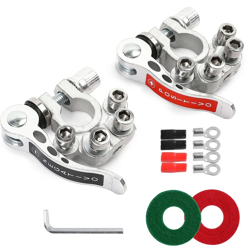 1 Pair Toolless Quick Disconnect Battery Main Cable Post Terminal Shut ...