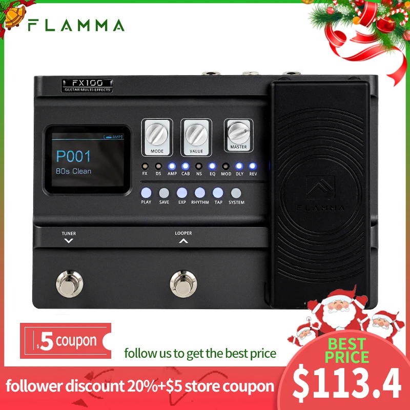 FLAMMA FX100 Portable Electric Guitar Multi Effects Processor Guitar ...