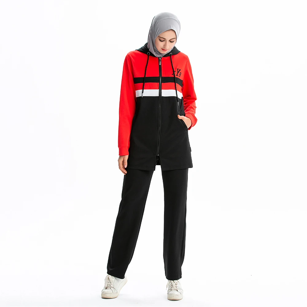 Muslim Women's Tracksuits Hijab Women Islamic Long Sleeve Casual Hoodie ...