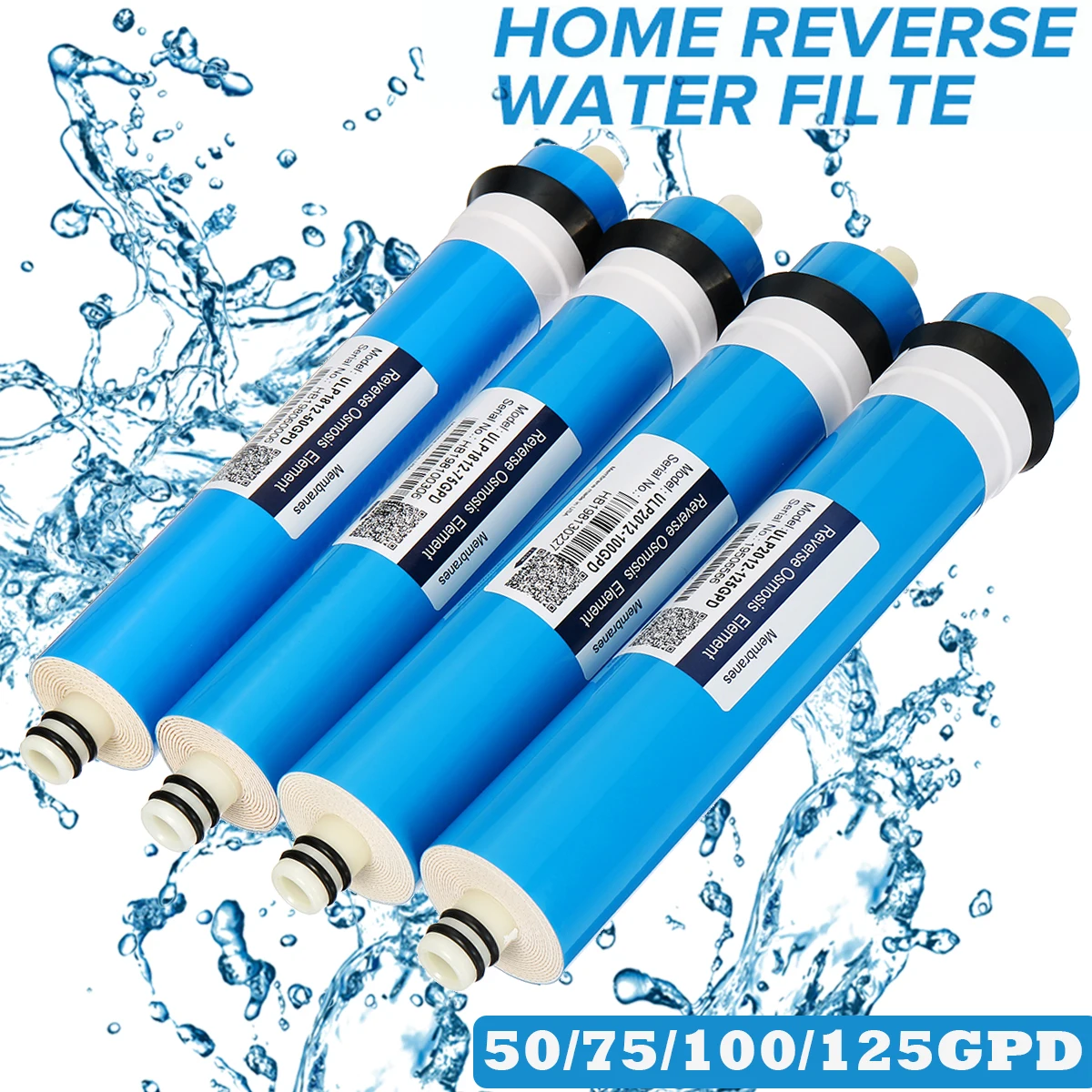50 75 100 125gpd 홈 주방 역삼투 Ro 멤브레인 교체 물 시스템 필터 정수기 정수기 Water Filters